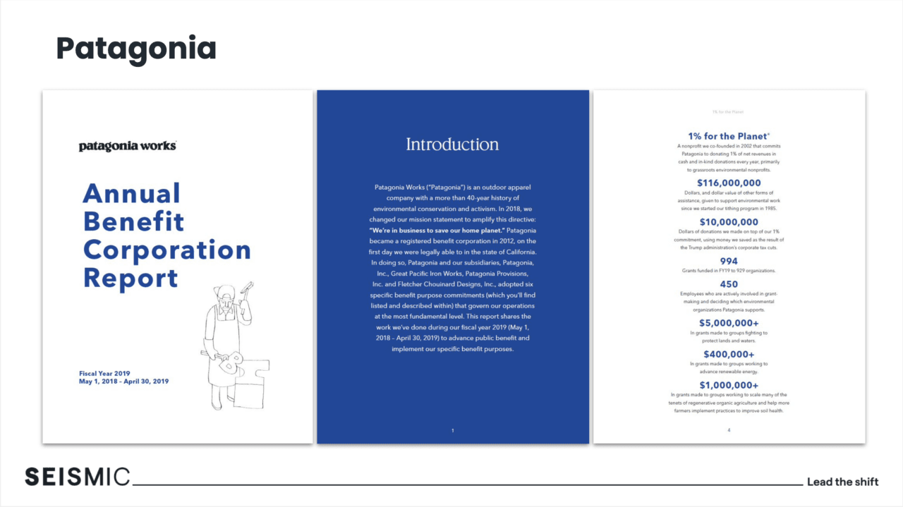 Impact reporting: best practice from the B Corp community - Seismic